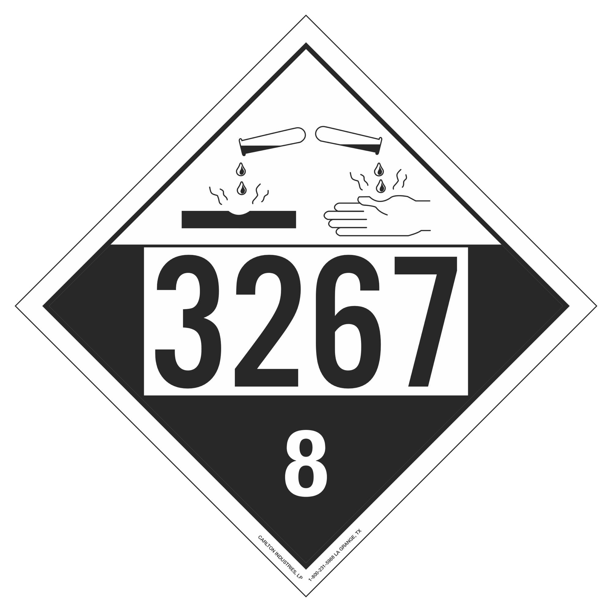 UN#3267 Corrosive Stock Numbered Placard | Carlton Industries