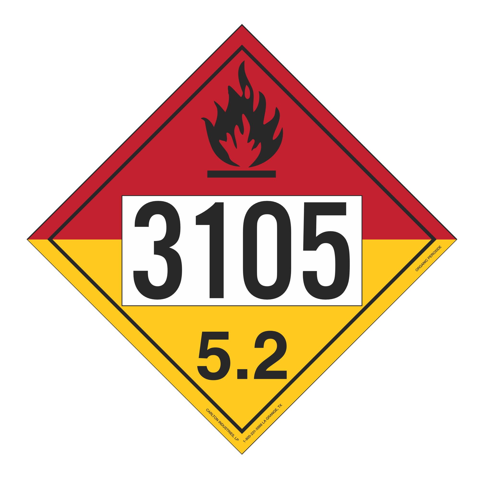 UN#3105 Organic Peroxide Stock Numbered Placard | Carlton Industries