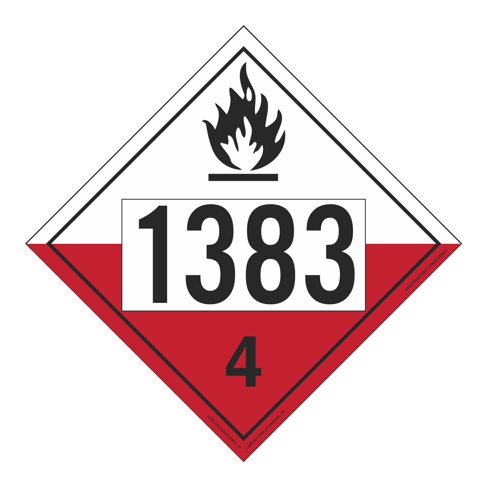 UN#1383 Spontaneously Combustible Numbered Placard | Carlton Industries