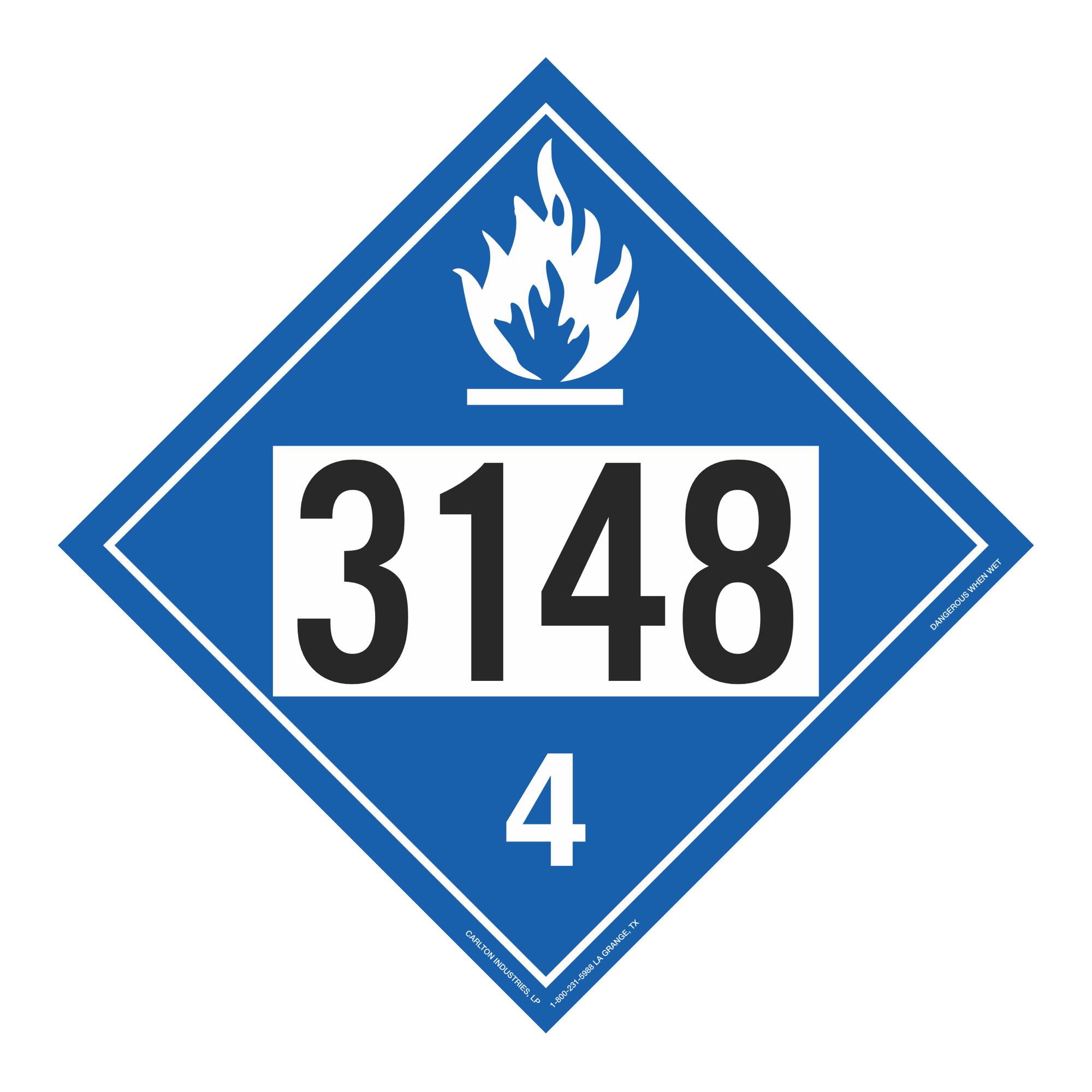 UN#3148 Dangerous When Wet Stock Numbered Placard | Carlton Industries