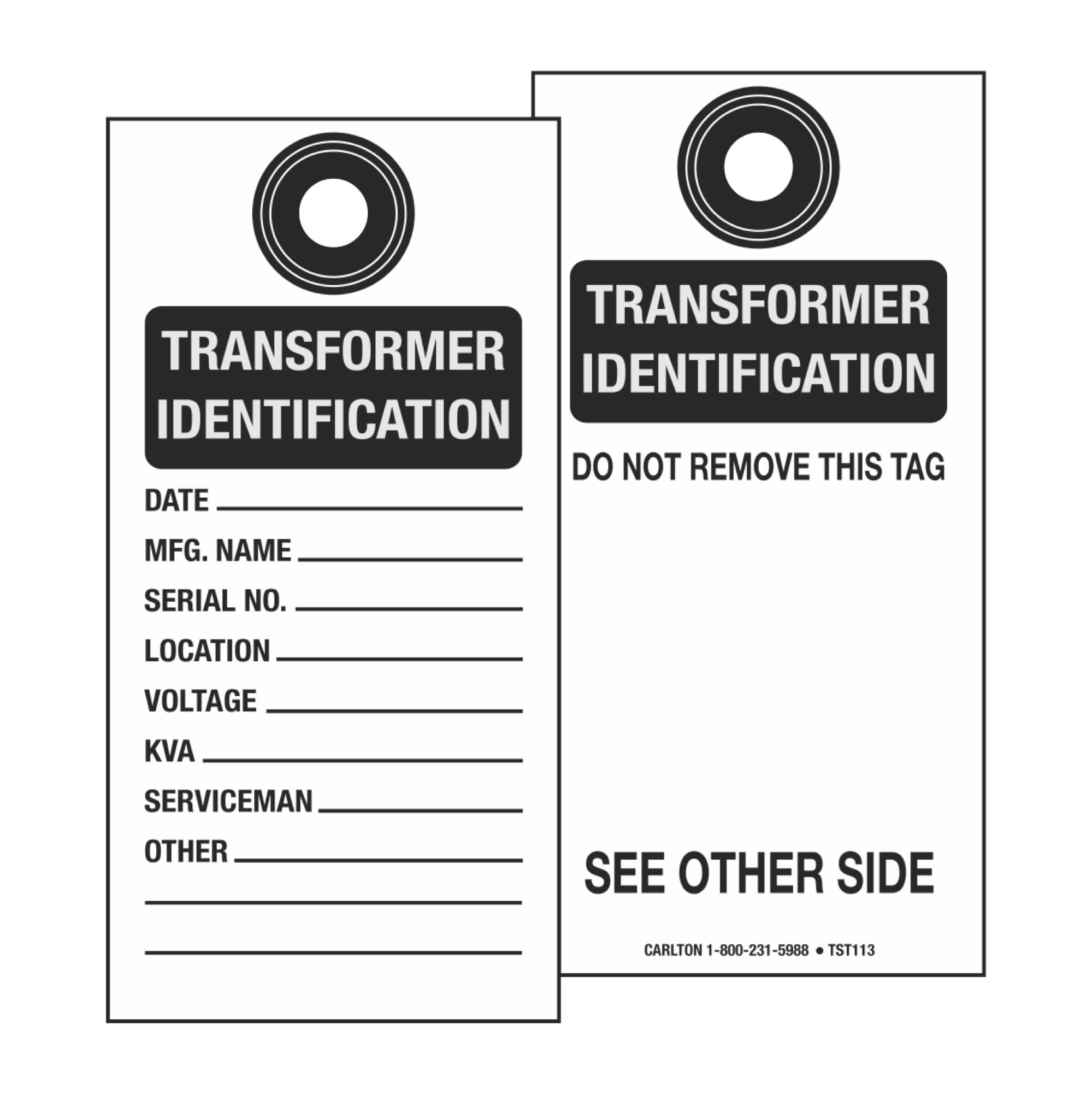 Transformer Identification Tag | Carlton Industries