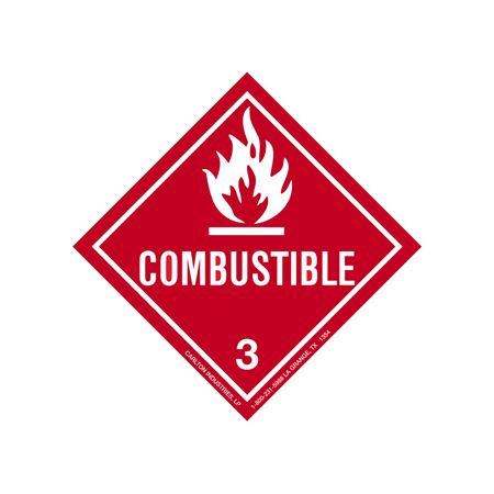 Hazardous Shipping Label - Class 3 Combustible | Carlton Industries