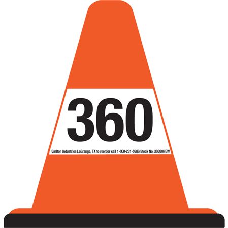 360 Walk Around Safety Cone - White Decal | Carlton Industries