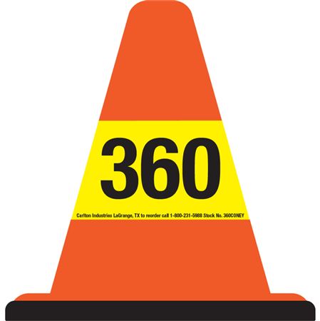 360 Walk Around Safety Cone - Yellow Decal | Carlton Industries