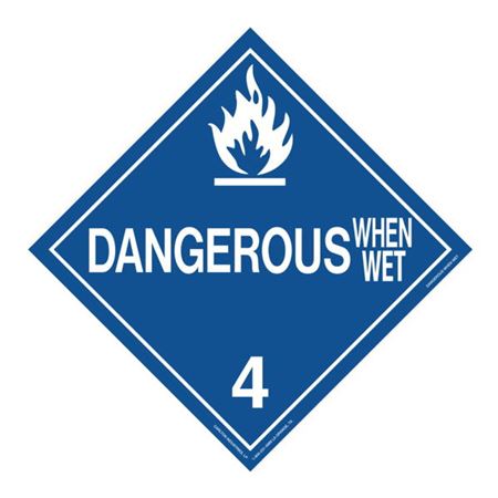 Class 4 - Dangerous When Wet Worded Placard | Carlton Industries