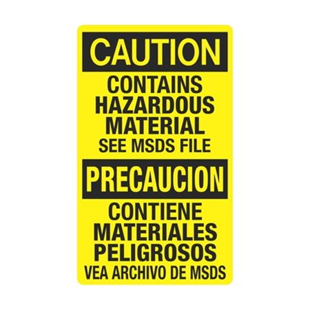 Caution Contains Hazardous Material See MSDS/Bilingual 12" x 20" Sign ...