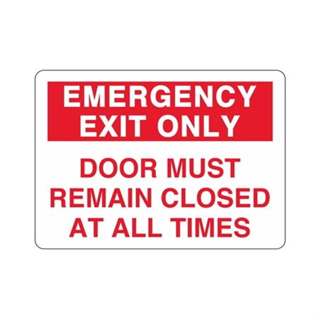 Emergency Exit Only Door Must Remain Closed 10"x14" Sign | Carlton ...