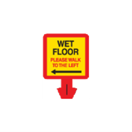 Safety Cone Warning Decal - Wet Floor - Please Walk to the Left 8 x 8
