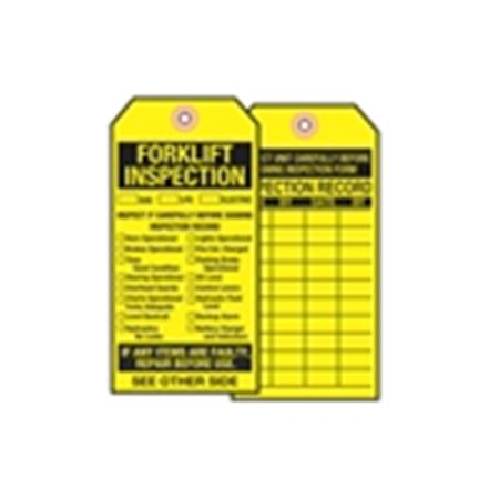 Forklift Tag - Forklift Inspection - Vinyl 3.125 x 5.625 | Carlton ...