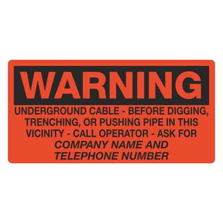 Warning Underground Cable - 6" x 12" Sign | Carlton Industries