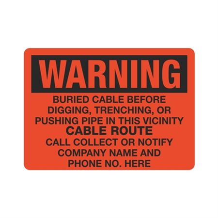 Warning Buried Cable - 10" x 14" Sign | Carlton Industries