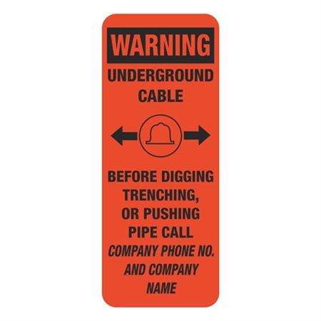 Warning Underground Cable - 4" x 10" Sign | Carlton Industries