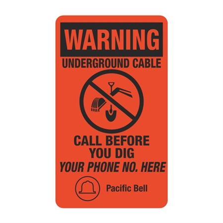 Warning Underground Cable - 3 1/2 x 6 | Carlton Industries