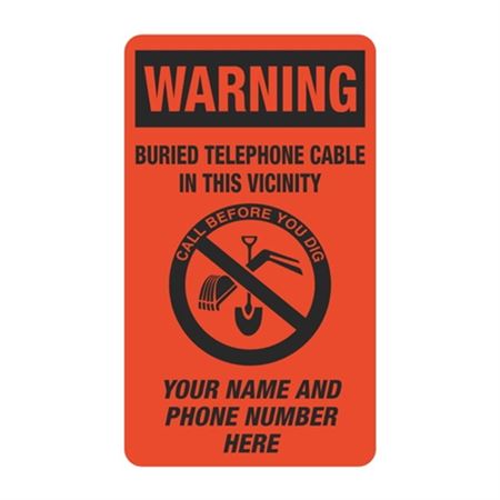 Warning Buried Telephone Cable In This Vicinity - 3-1/2 x 6
