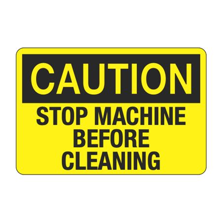 Caution Stop Machine Before Cleaning Decal | Carlton Industries