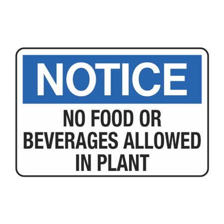 Notice No Food or Beverages Allowed in Plant Decal | Carlton Industries